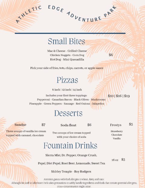 Food & Drinks | Athletic Edge Adventure Park | Salem, OR